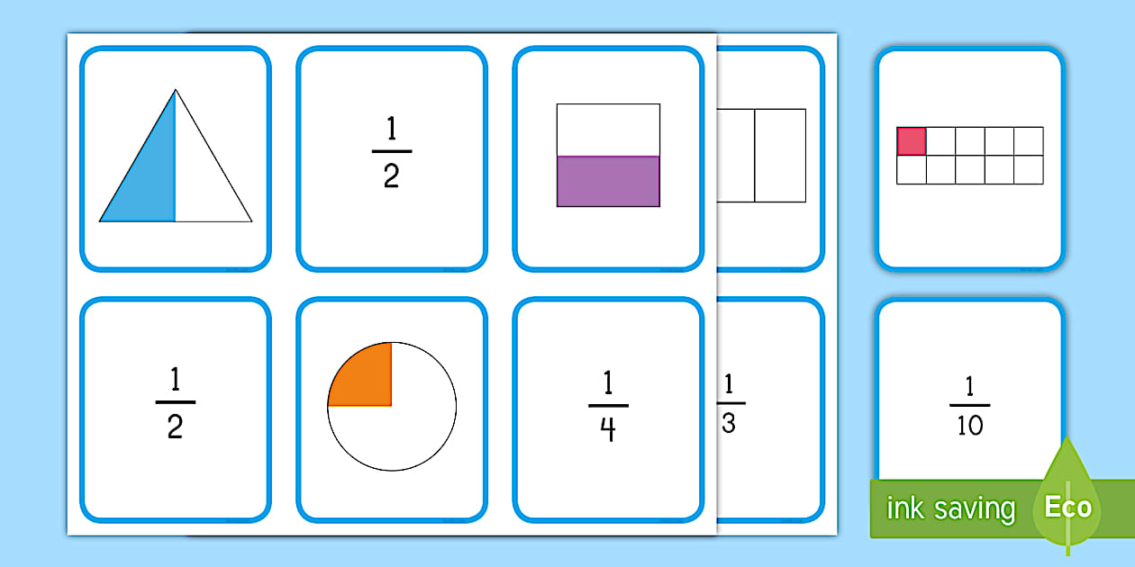 Fractions Matching Cards (teacher made) - Twinkl