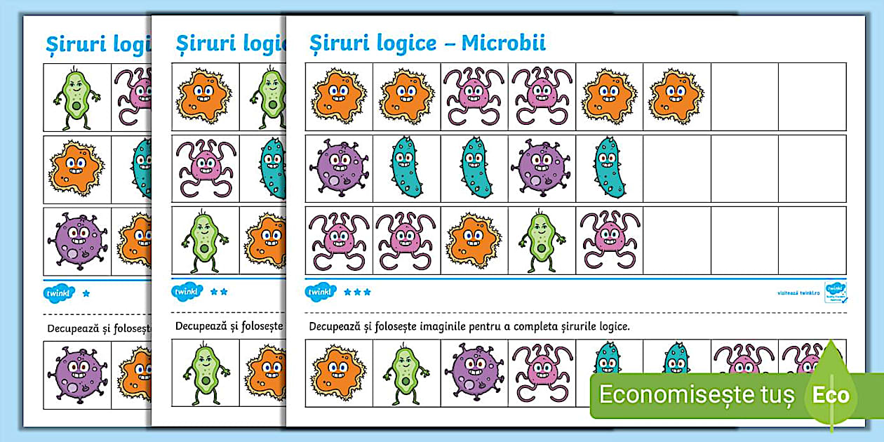 Șiruri logice: Microbii – Fișă de activitate - Twinkl