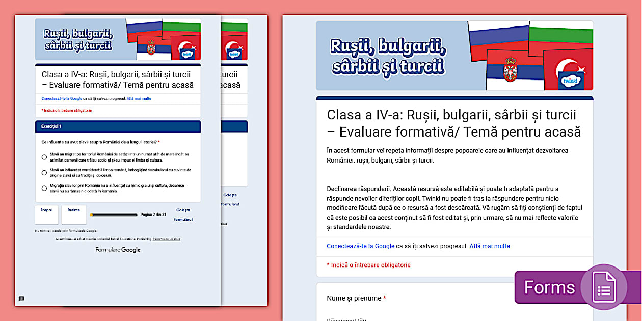 Rușii, bulgarii, sârbii, turcii Evaluare Temă de casă cls 4
