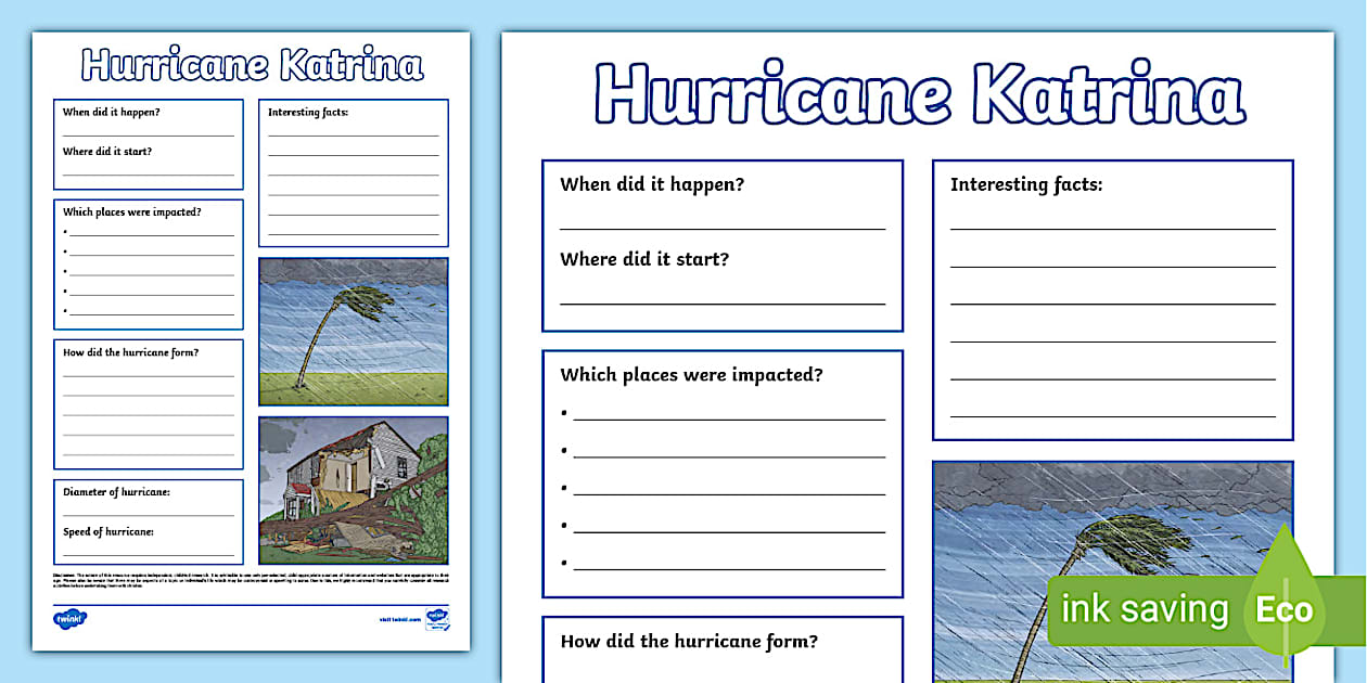 Hurricane Katrina Fact File Template (teacher made) - Twinkl