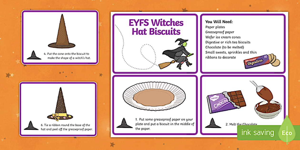 EYFS Witches' Hats Biscuits Recipe Cards - Twinkl