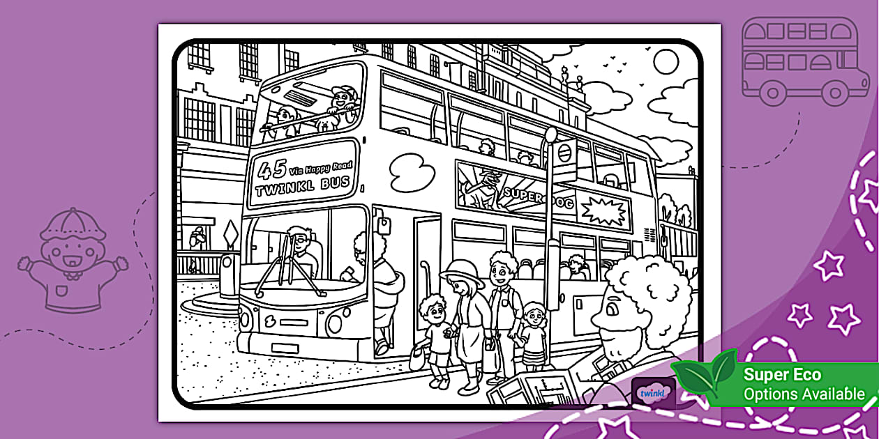 Bus-Themed Busy Picture Colouring | Parents Resource