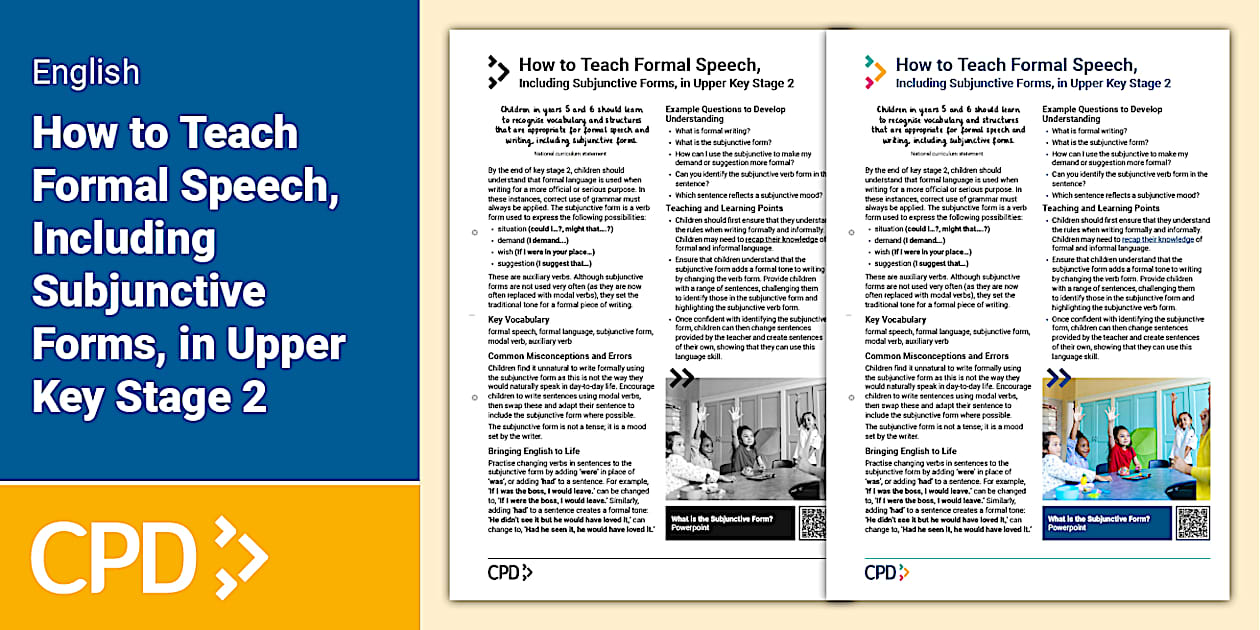 How to Teach Formal Speech, Including Subjunctive Forms, in Upper Key ...