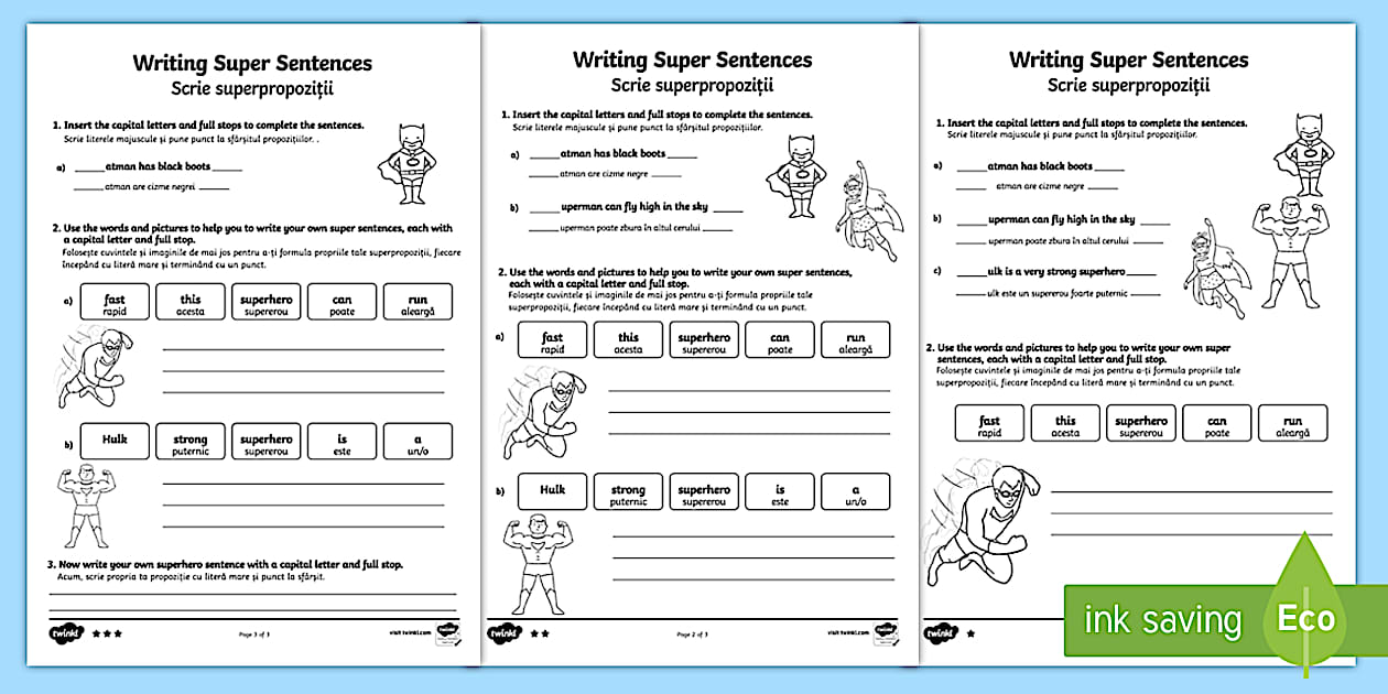 Writing Super Sentences Differentiated Worksheet / Worksheets English ...
