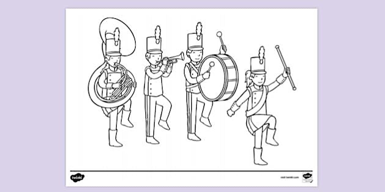 Marching Band Colouring Sheet | Colouring Sheets - Twinkl