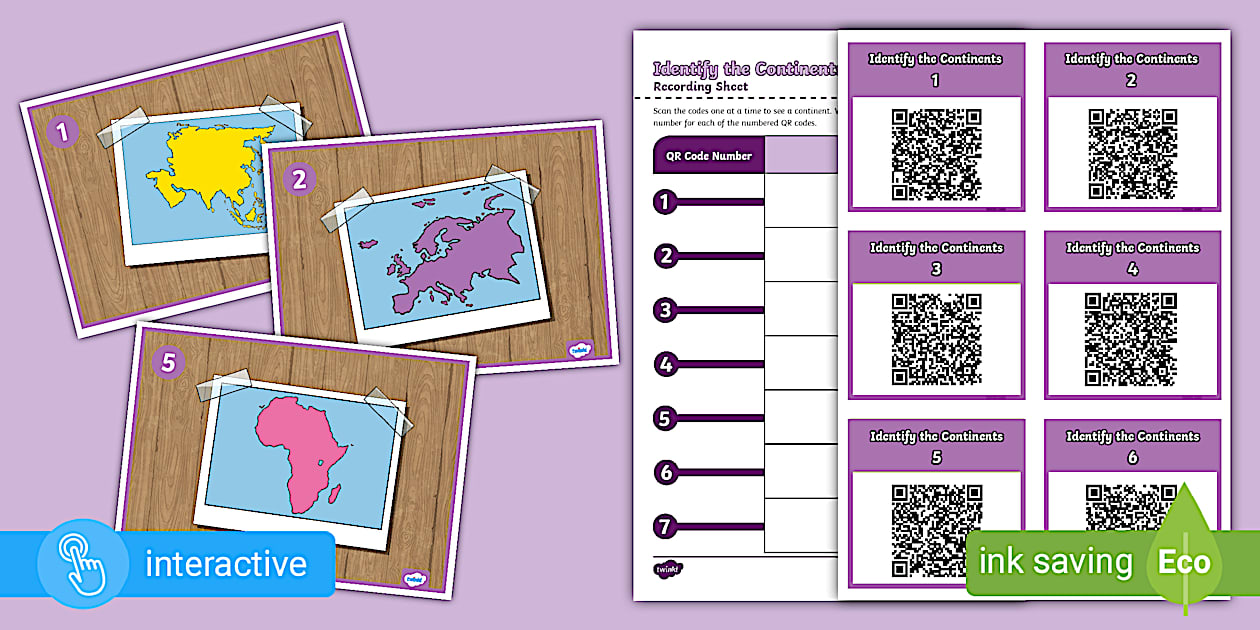 Identify the Continents QR Code Hunt (teacher made) - Twinkl