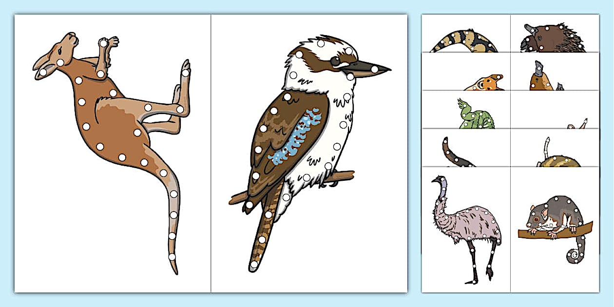Australian Animal Cut-Outs - Threading Activity - Twinkl