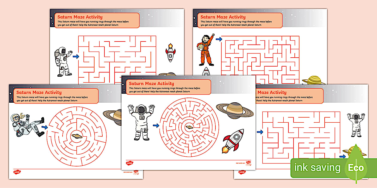 Saturn Maze Activity Worksheets | Twinkl | Mazes | KS1