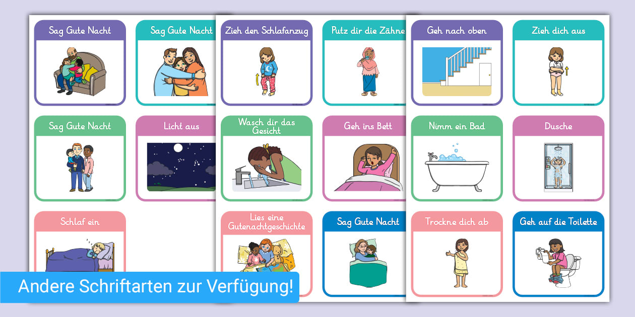 Visueller Tagesplan - Schlafenszeit - Mädchen - Twinkl