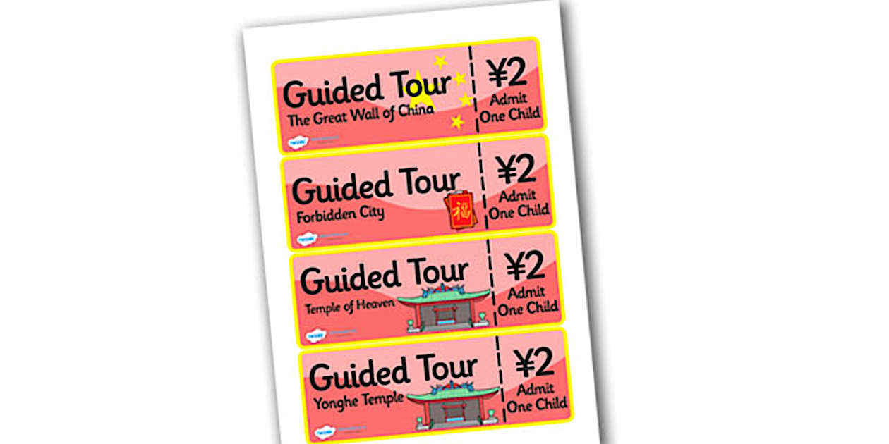 Beijing Tourist Attractions Role Play Tickets (teacher made)