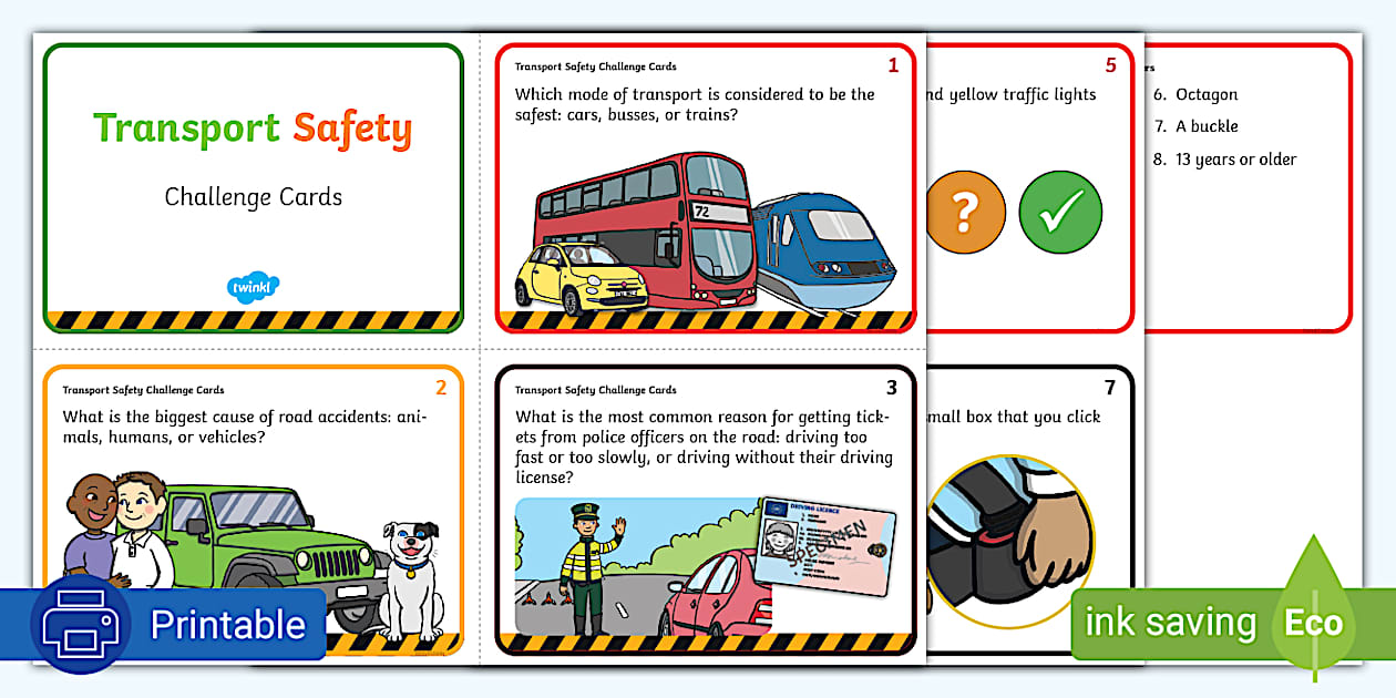 Grade 2 Transport Safety Challenge and Question Cards