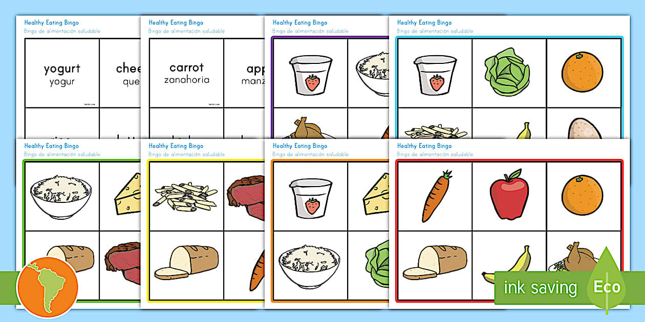 Healthy Eating Food Bingo English/Spanish - Healthy Eating Food Bingo