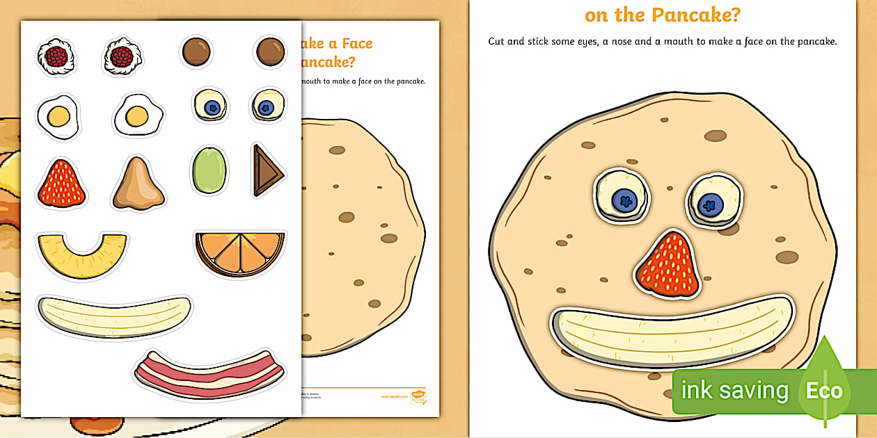 Pancake Faces Activity - Pancake Day Cutting Skills - Twinkl