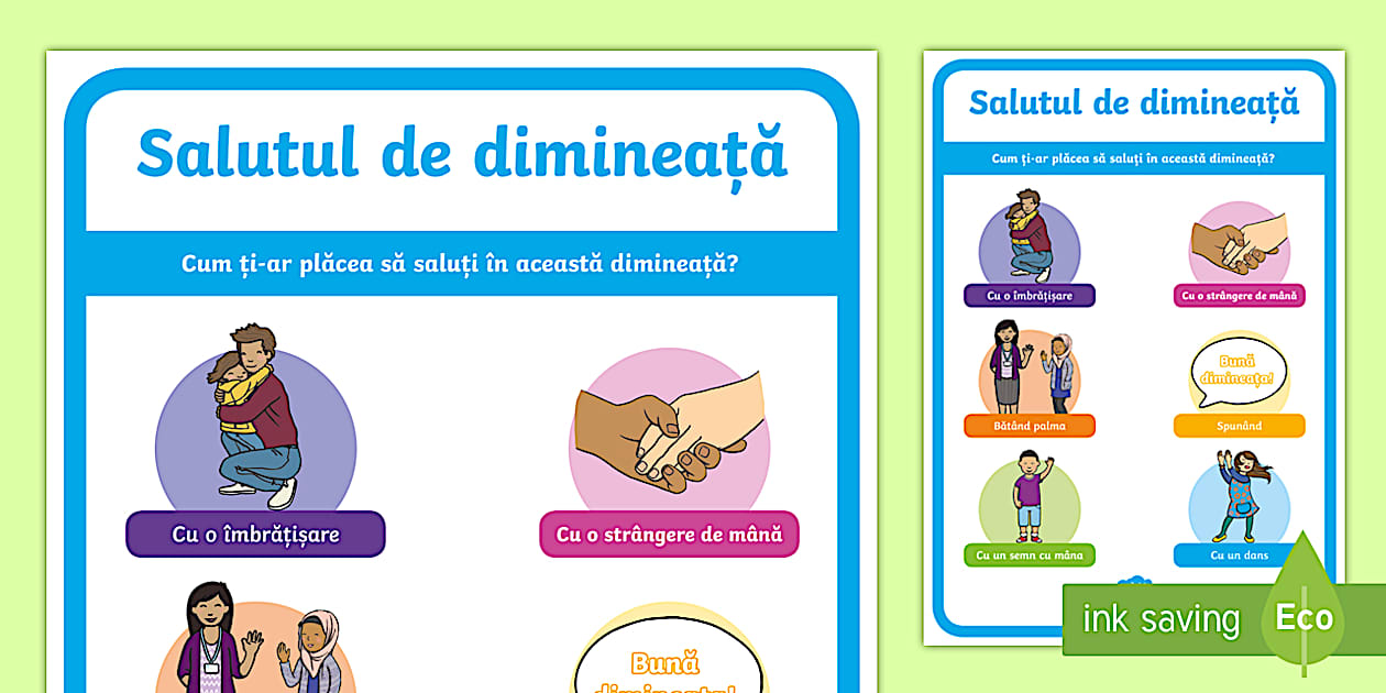 Salutul de dimineață - Planșă cu diferite dimensiuni