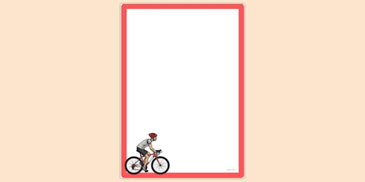 Simple Blank Cyclist Page Border | Page Borders | Twinkl