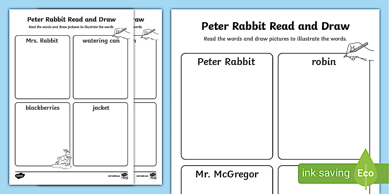 The Tale of Peter Rabbit Read and Draw Worksheet - peter rabbit