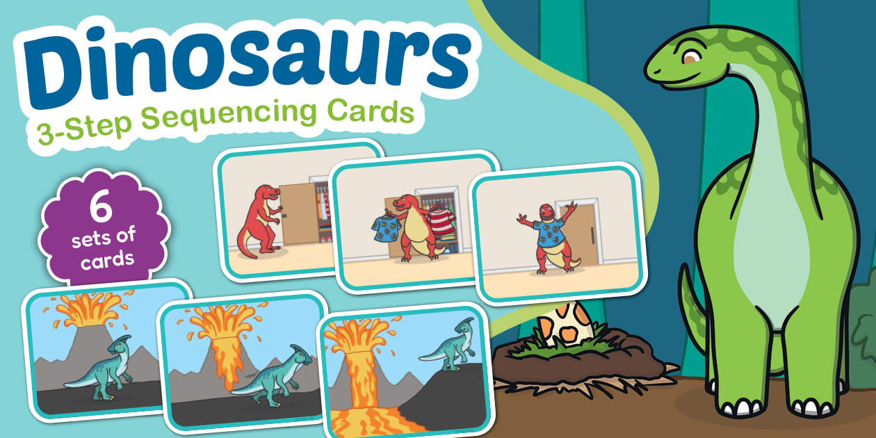 Dinosaurs 3-Step Sequencing Cards - Fun Learning