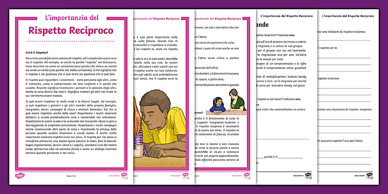 Tema sulla violenza sulle donne: rispetto reciproco - Twinkl