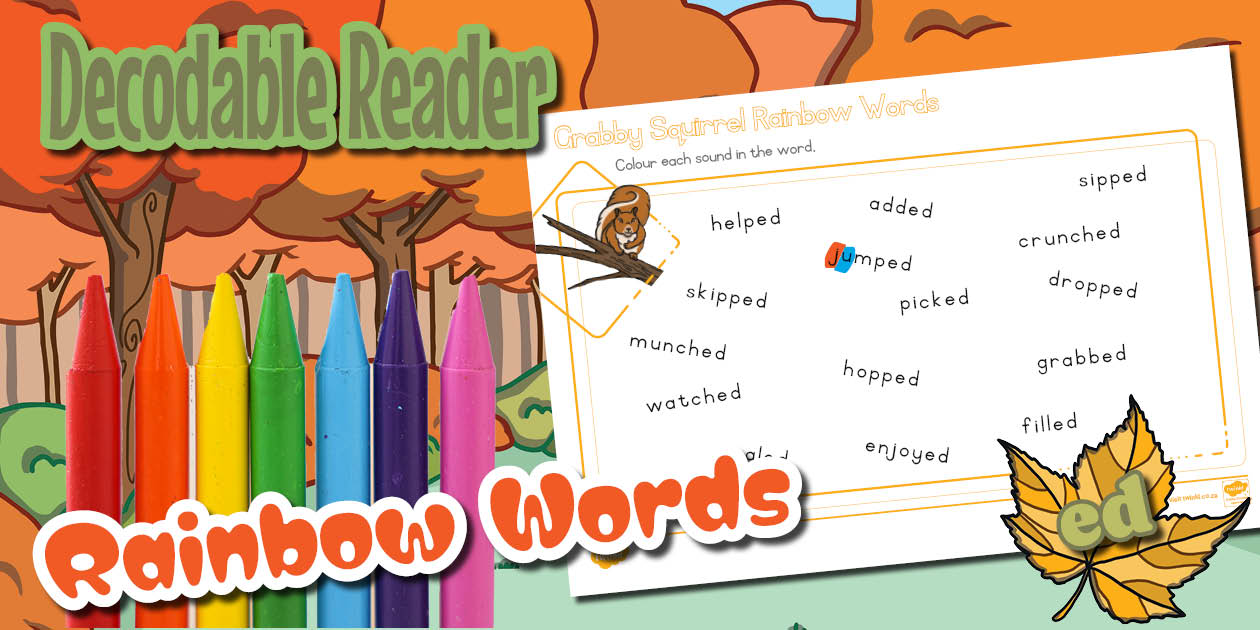 FP Phonics - ed Decodable - Rainbow Words - Grabby Squirrel