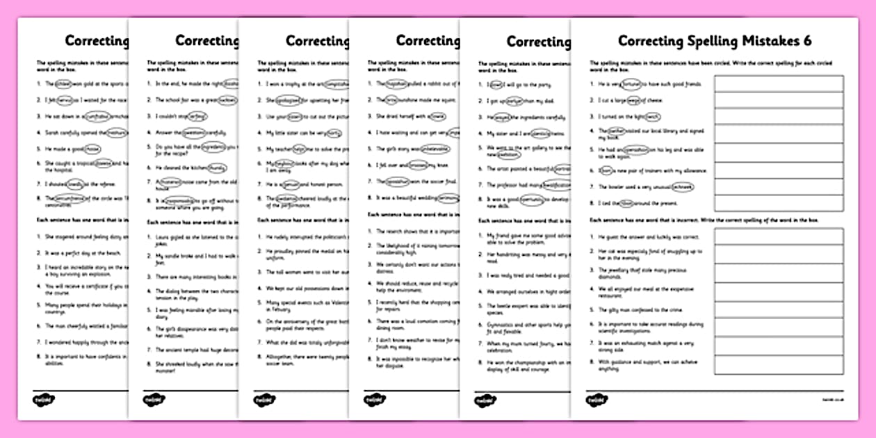 Year 5 | Circle the Correct the Spelling Worksheets - Twinkl