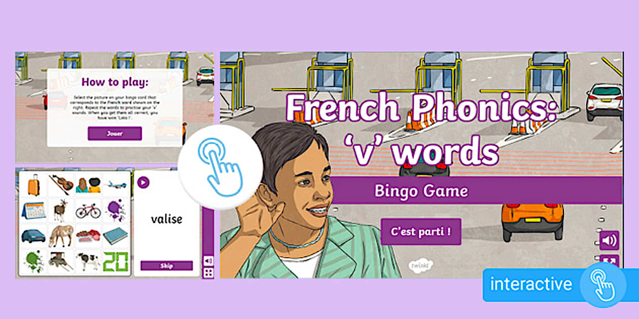 👉 French Phonics: 'v' Words Interactive Bingo Game
