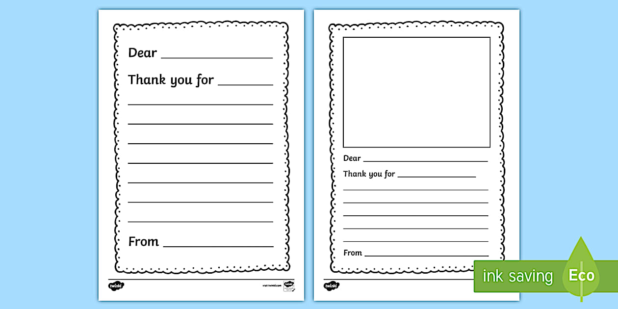 Cursive Thank You Letter Writing Template - Twinkl