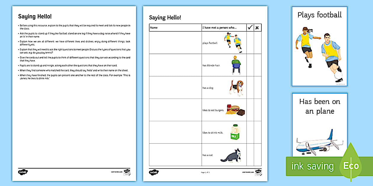Saying 'Hello' Ice breaker (teacher made) - Twinkl