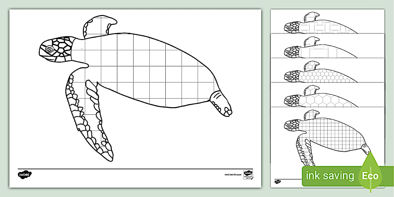 Turtle Mosaic Colouring Pages (Teacher-Made) - Twinkl
