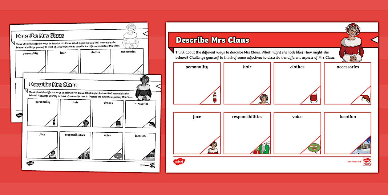 KS2 Mrs Claus Adjectives Worksheet - Twinkl English - Twinkl