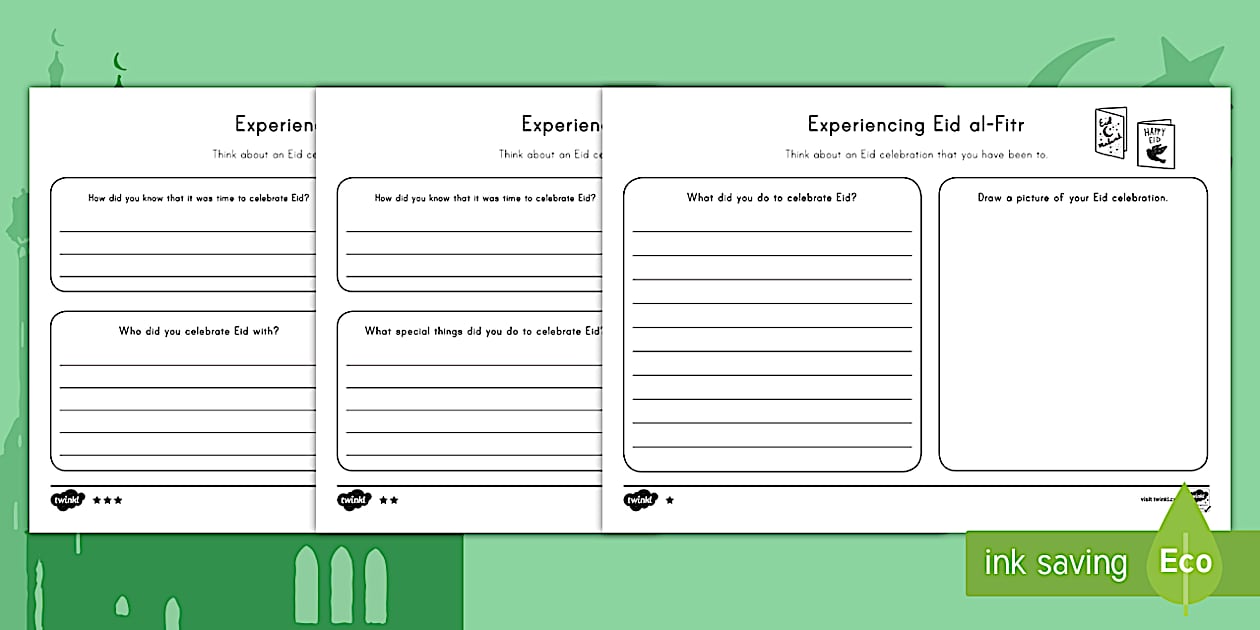 Higher Ability Eid al-Fitr Celebration Writing Worksheet