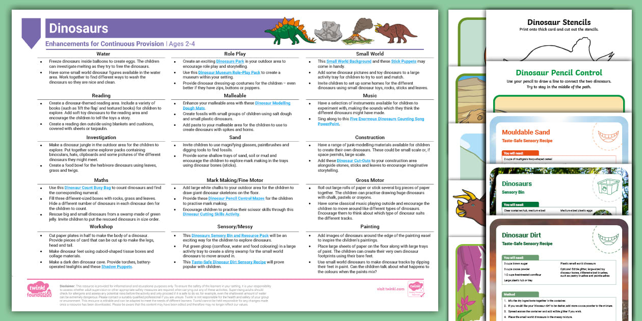 Dinosaurs Planning Ideas and Resource Pack (Ages 2-4)