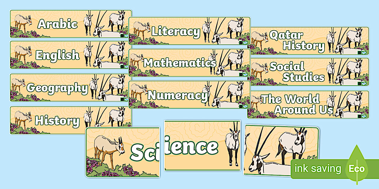 Oryx Themed Subject Banners