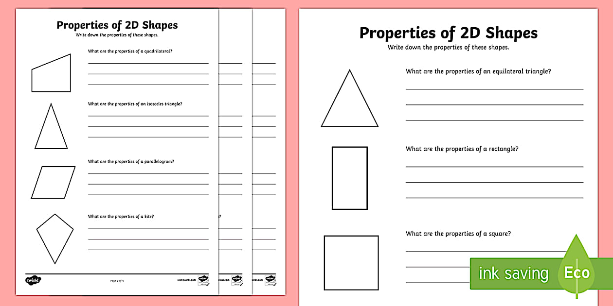 Grade 6 Properties of 2D Shapes Activity Worksheets - shapes