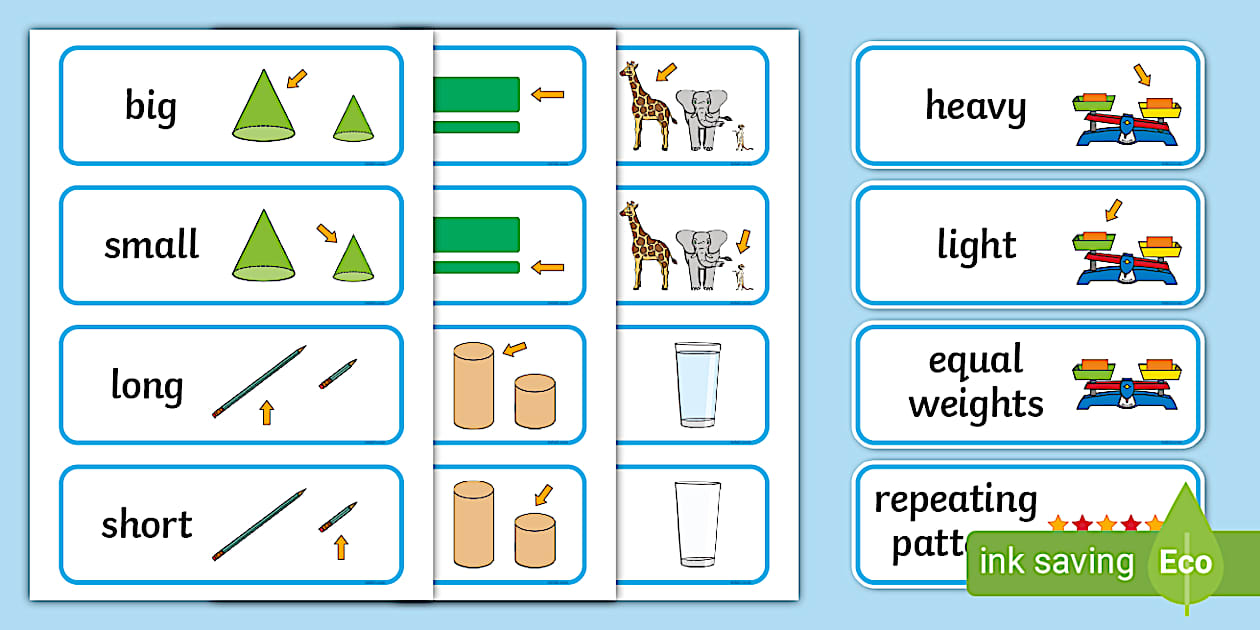 👉 EYFS Vocabulary Cards: Supporting WRM: Measure and Pattern