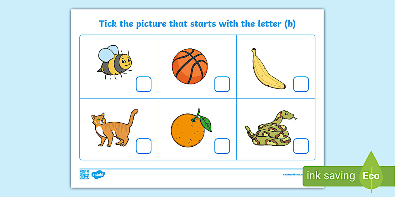 Tick the picture that starts with the letter - Letter B