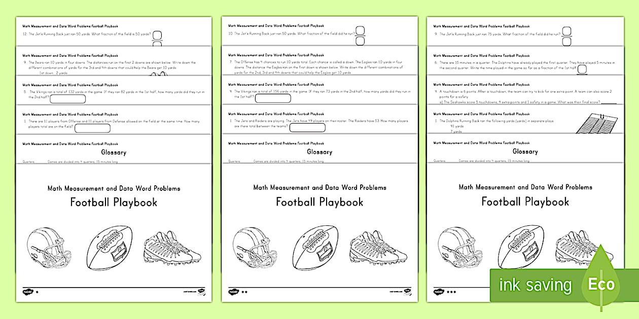 Higher Ability Fourth Grade Football Measurement & Data Activity Booklet