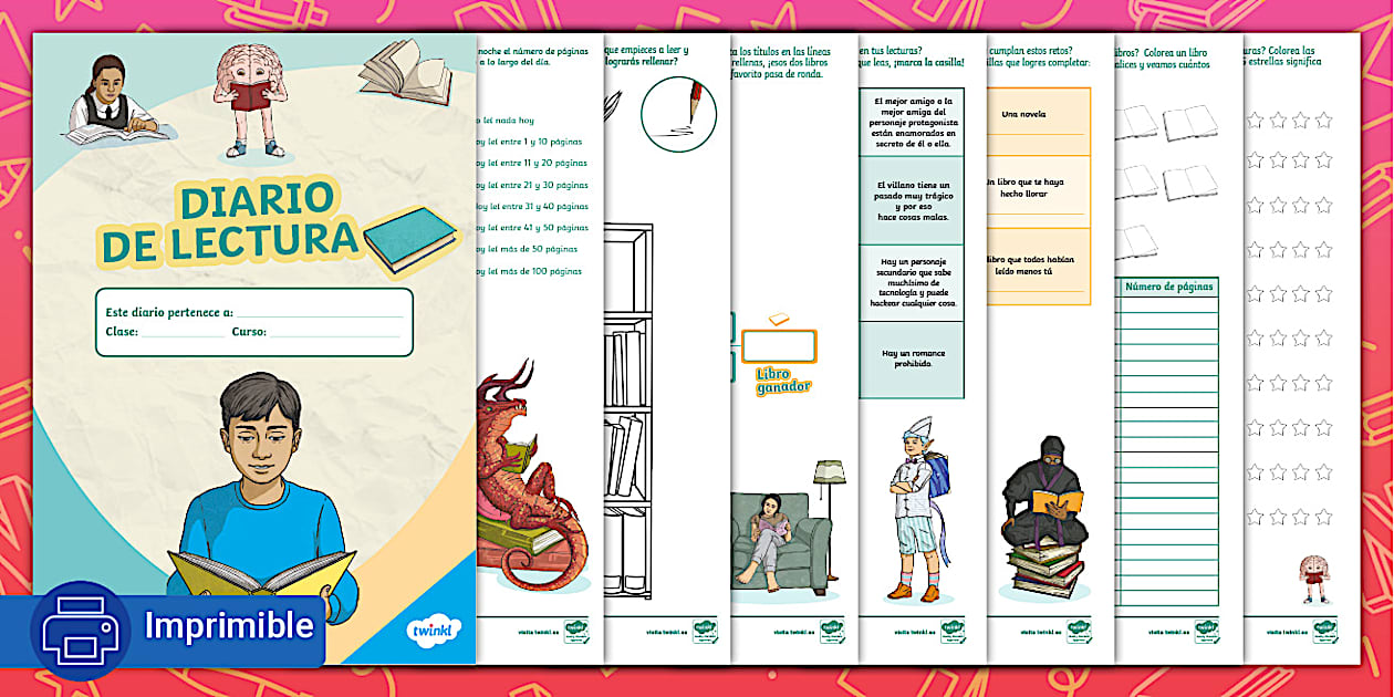 Cuadernillo: Diario de lectura - Pasaporte lector - Twinkl