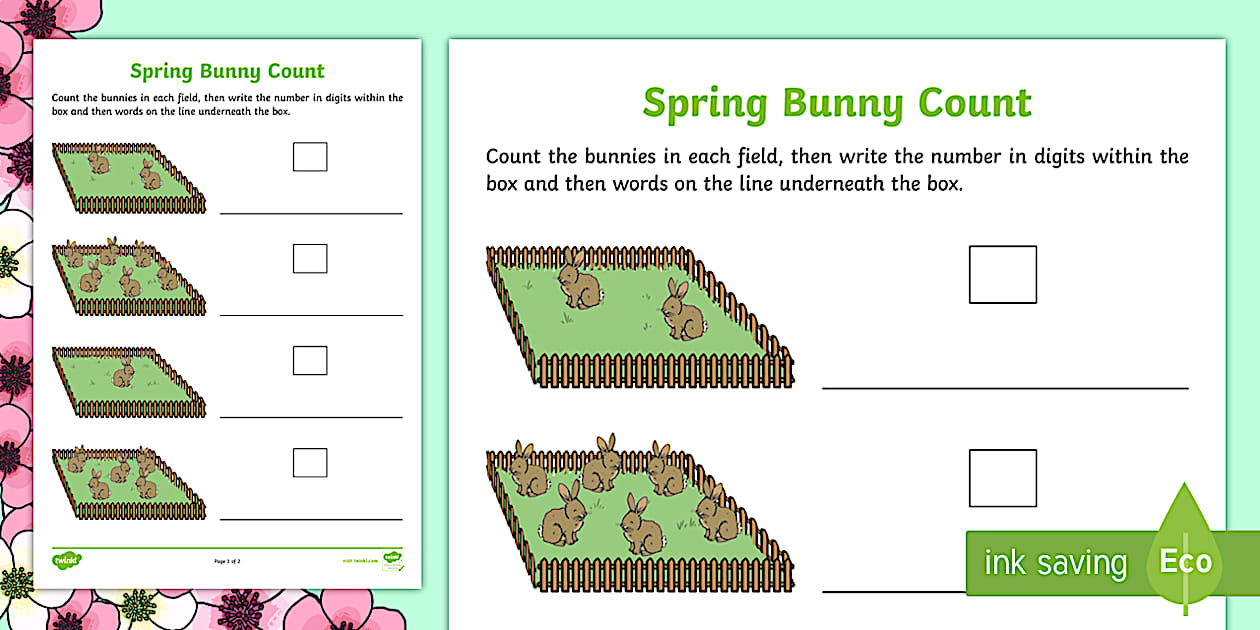 Spring Bunny Count Worksheet / Worksheet - Twinkl