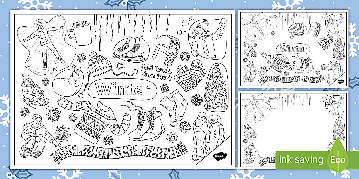 Winter Doodle Colouring Pages (teacher made) - Twinkl