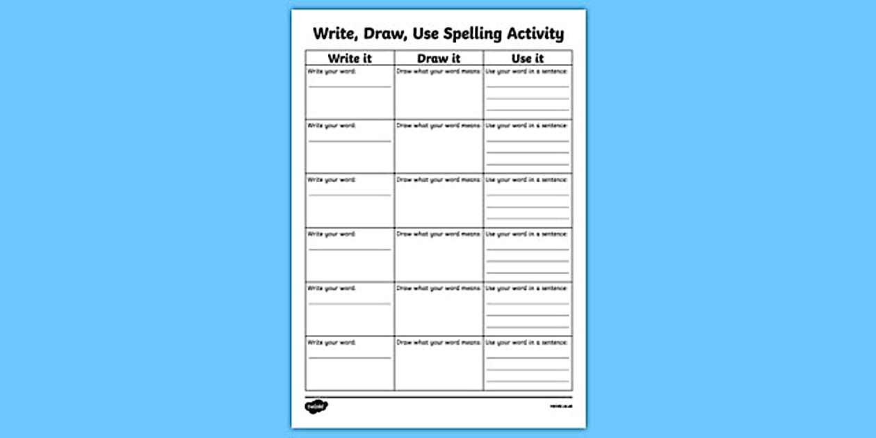 Write it, Draw it, Use it Spelling Worksheets (teacher made)