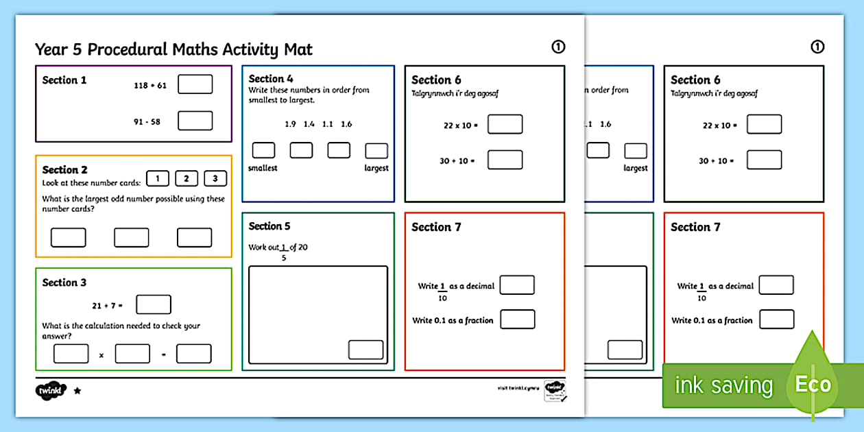 Year 5 Procedural Differentiated Maths Mats - Twinkl