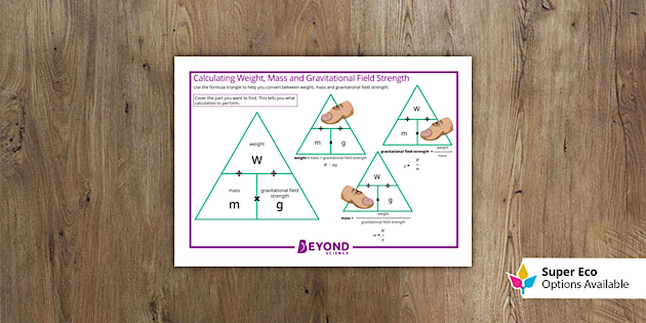 Calculating Weight Prompt Sheet | GCSE Physics | Beyond