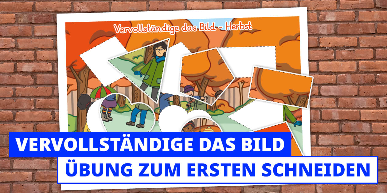 Vervollständige das Bild - Herbst - Übung zum ersten Schneiden