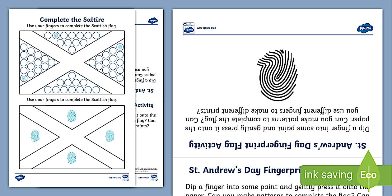 St. Andrew's Day Fingerprint Flag Activity Sheet