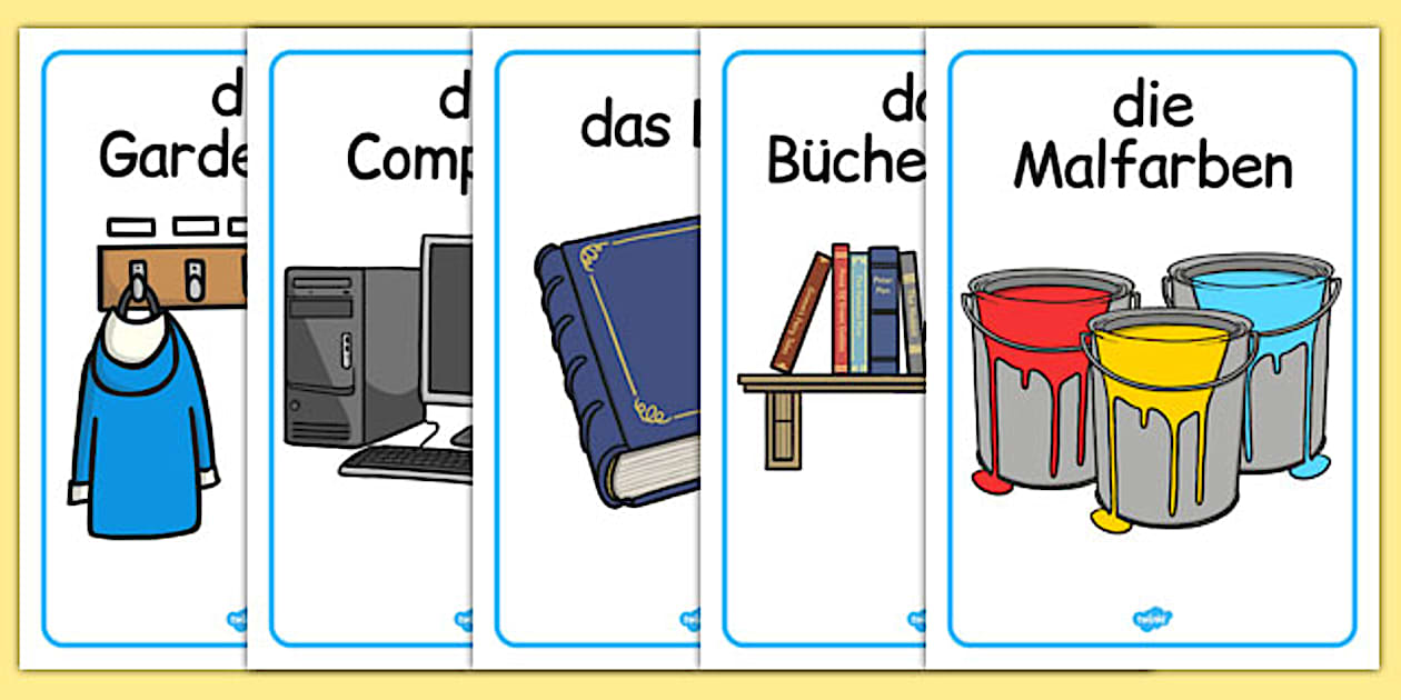 Objekte im Klassenzimmer Display Posters German - Twinkl