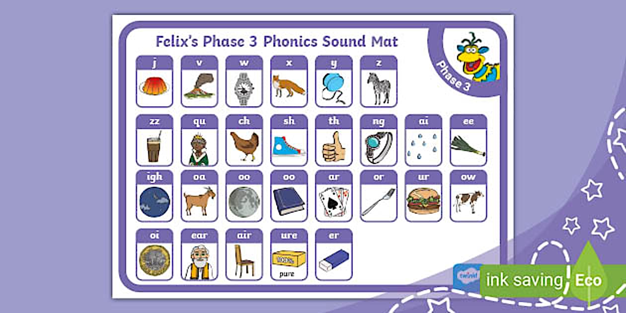 Felix's Phase 3 Phonics Sound Mat (teacher made) - Twinkl