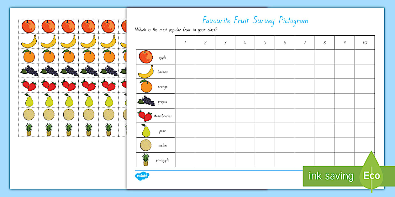 Black and White Favourite Fruit Pictogram (teacher made)