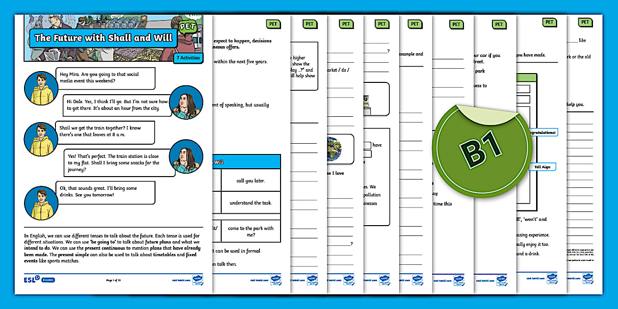 B1 Preliminary (PET) Grammar Activity Sheet (Future Tenses)