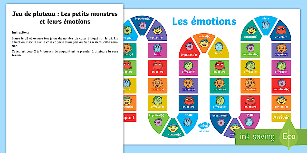 Jeu des émotions - jeu de plateau pour les enfants