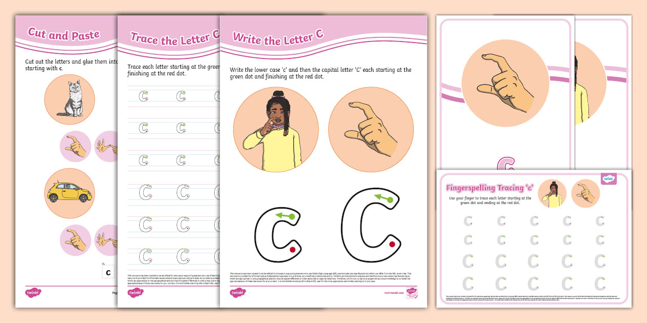 BSL Fingerspelling C Handwriting Activity Pack - Twinkl